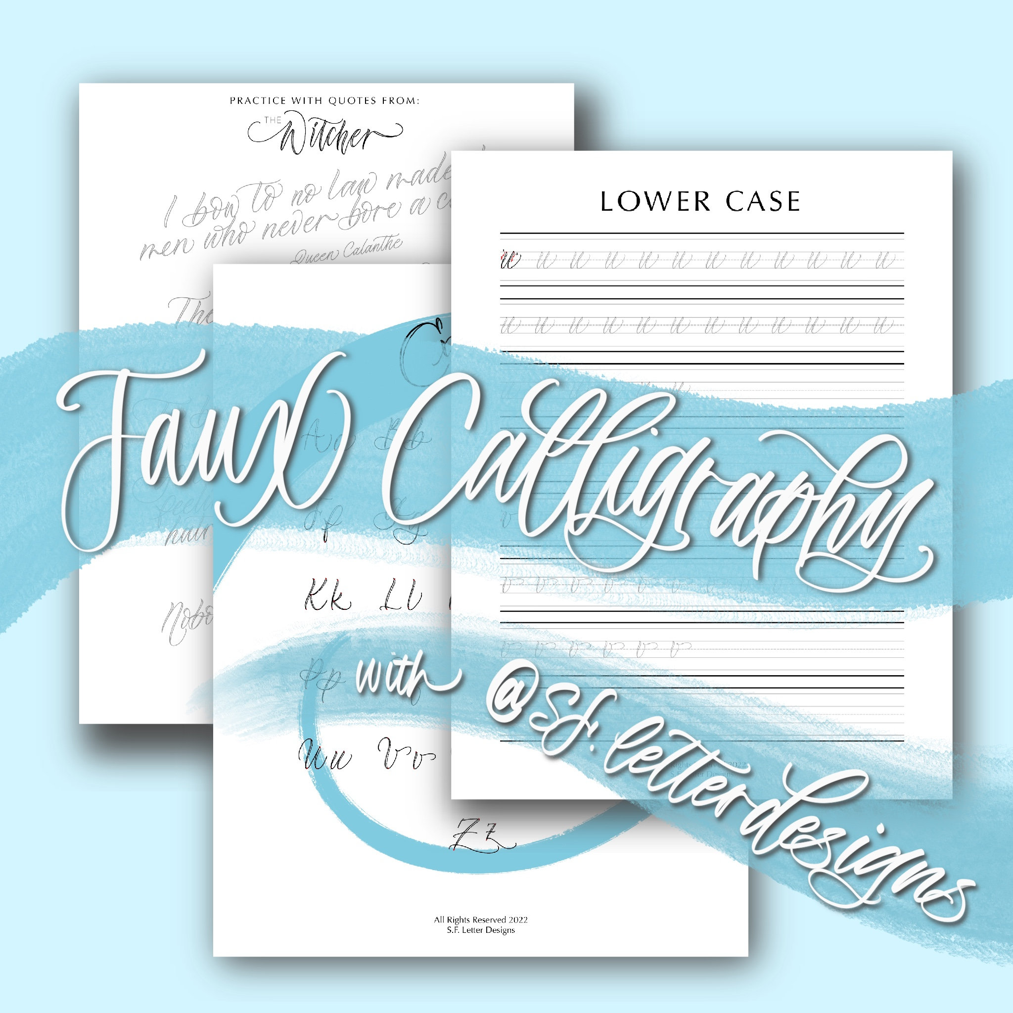 Modern Faux Calligraphy PDF Worksheets | Pointed Pen Calligraphy ...
