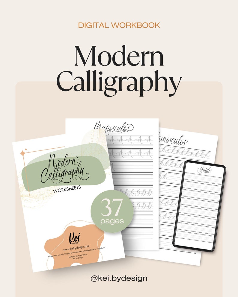 Modern Calligraphy Digital Worksheets (v.2) | Pointed Pen Calligraphy ...