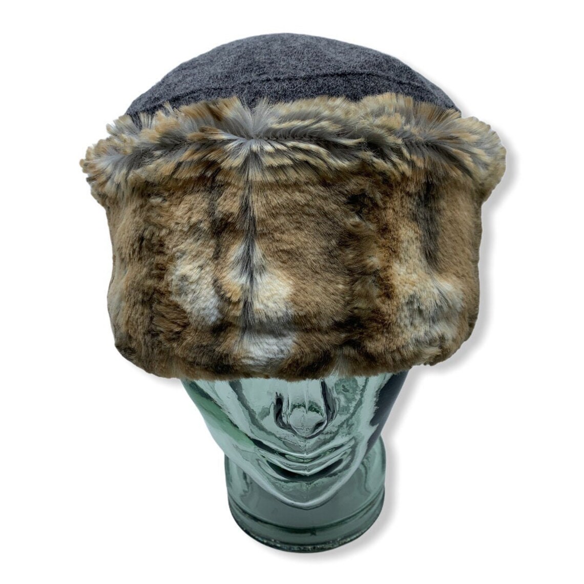 6 COLORS. Russian Style Boiled Wool Toque With Faux Fur OLGA, Warm and ...