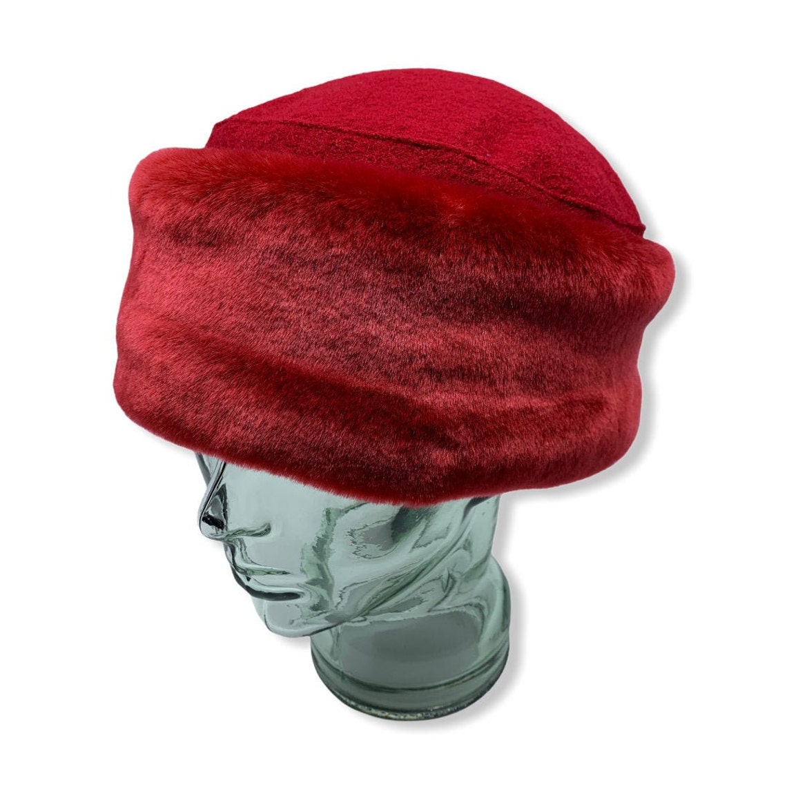 6 COLORS. Russian Style Boiled Wool Toque With Faux Fur OLGA, Warm and ...