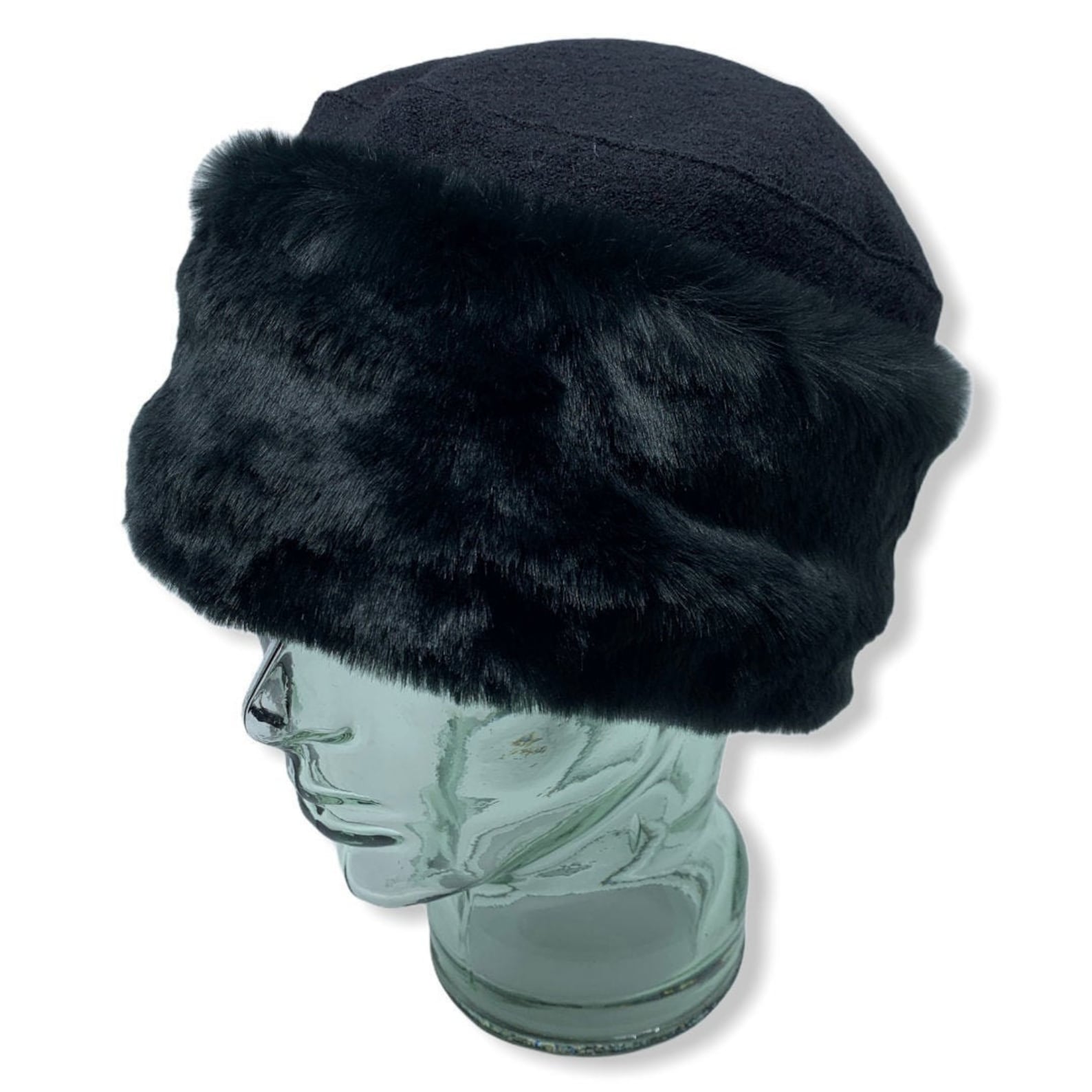 6 COLORS. Russian Style Boiled Wool Toque With Faux Fur OLGA, Warm and ...