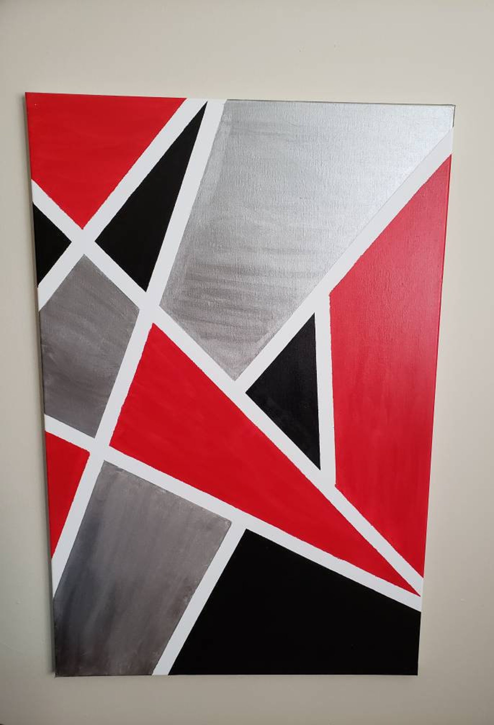 Abstract Red/black/white/silver Canvas Art/wall Decor/wall Hanging - Etsy