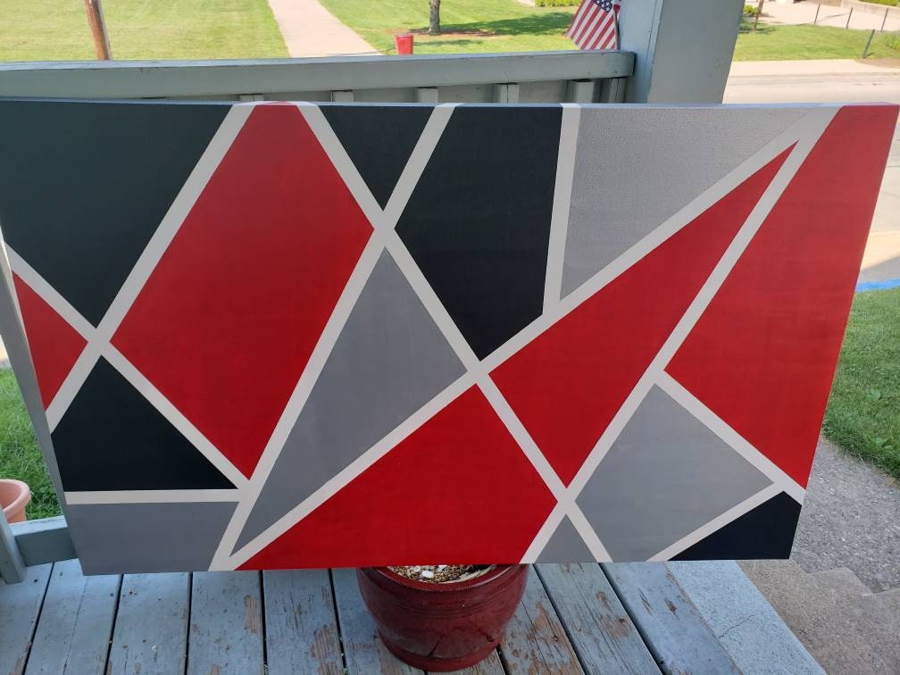 Abstract Red/black/white/silver Canvas Art/wall Decor/wall Hanging - Etsy