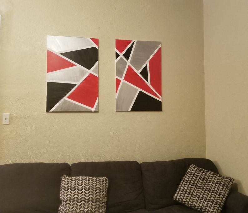Abstract Red/black/white/silver Canvas Art/wall Decor/wall Hanging - Etsy