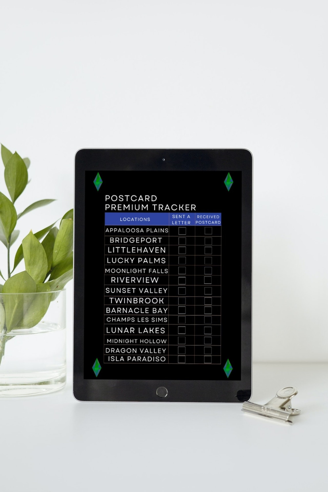 Sims 4 Postcard Tracker/planner Page/worksheet - Etsy