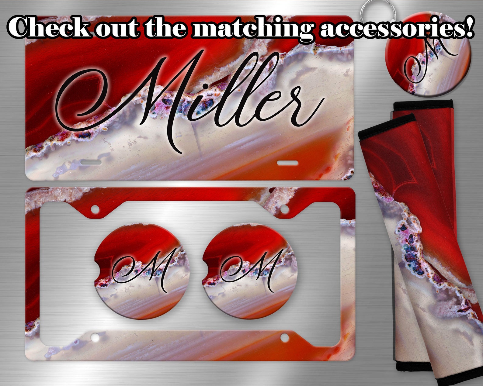 Red Gemstone Car Coasters - Etsy