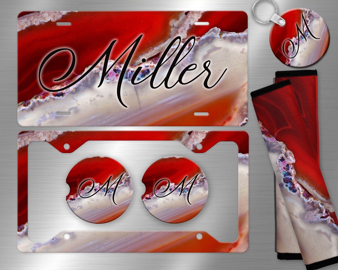 Red Agate License Plate, Gemstone License Plate Frame Custom, Car ...