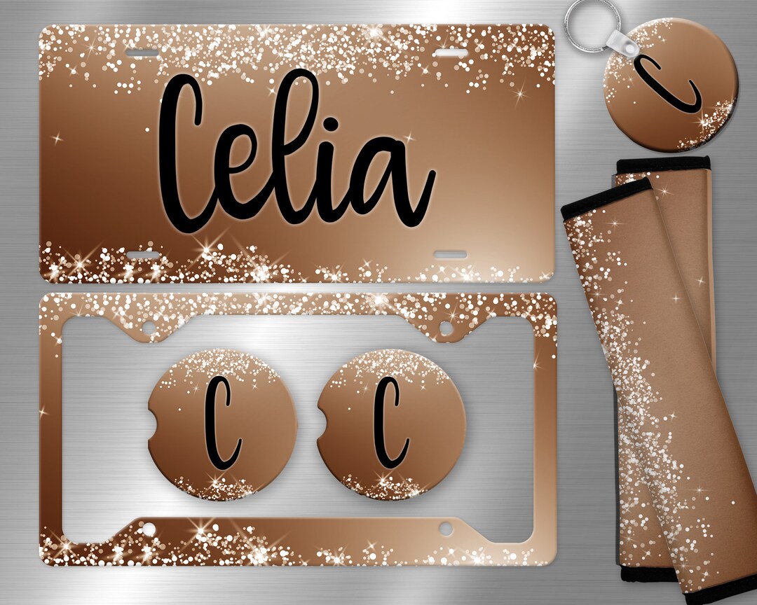 Faux Sparkle Copper License Plate Set: Custom Car Coasters - Etsy