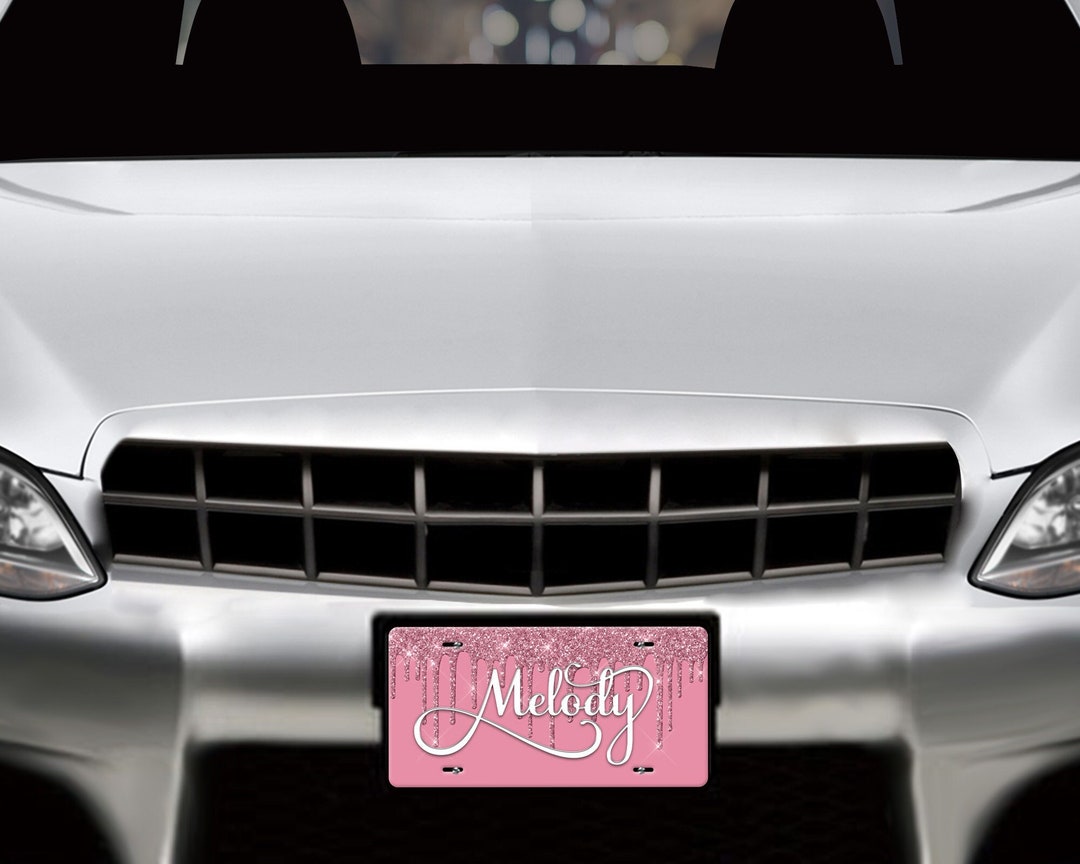 Faux Glitter Drip Pink License Plate: Personalized Car Coasters - Etsy