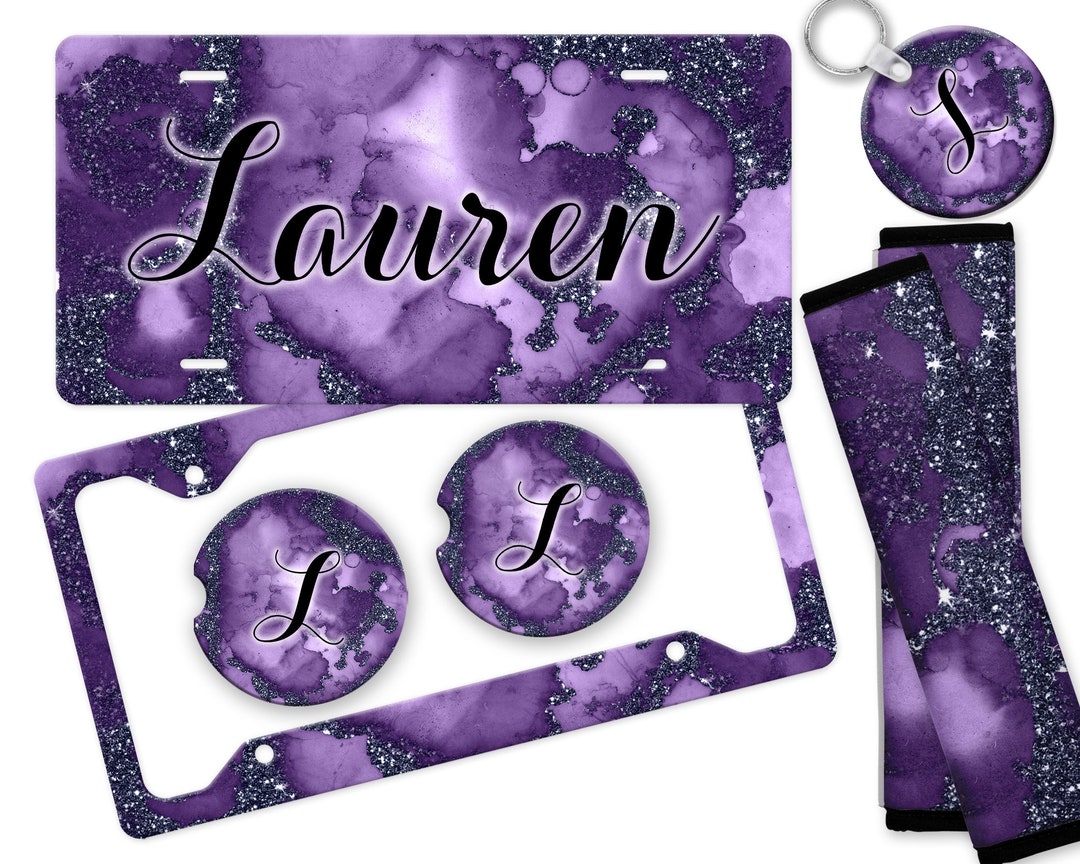 Glitter Ink Purple Black License Plate And/or Car Accessories - Etsy