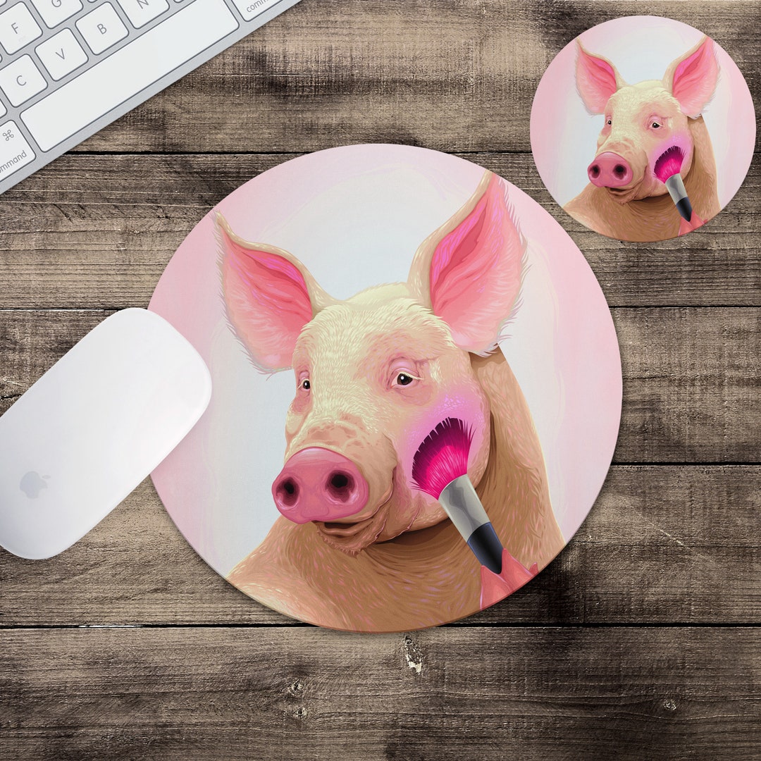 Pretty Pig Mouse Pad & Coaster | Pretty Pig Mousepad | Gift for Wife ...