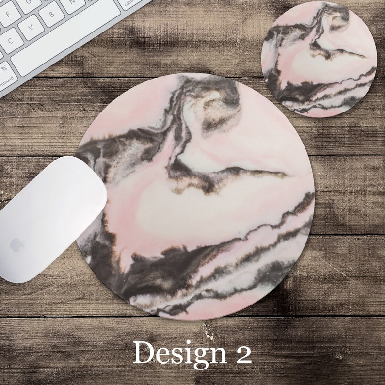 Pink Brown Swirl Marble Mouse Pad & Coaster Vs 1 MousePad | Etsy