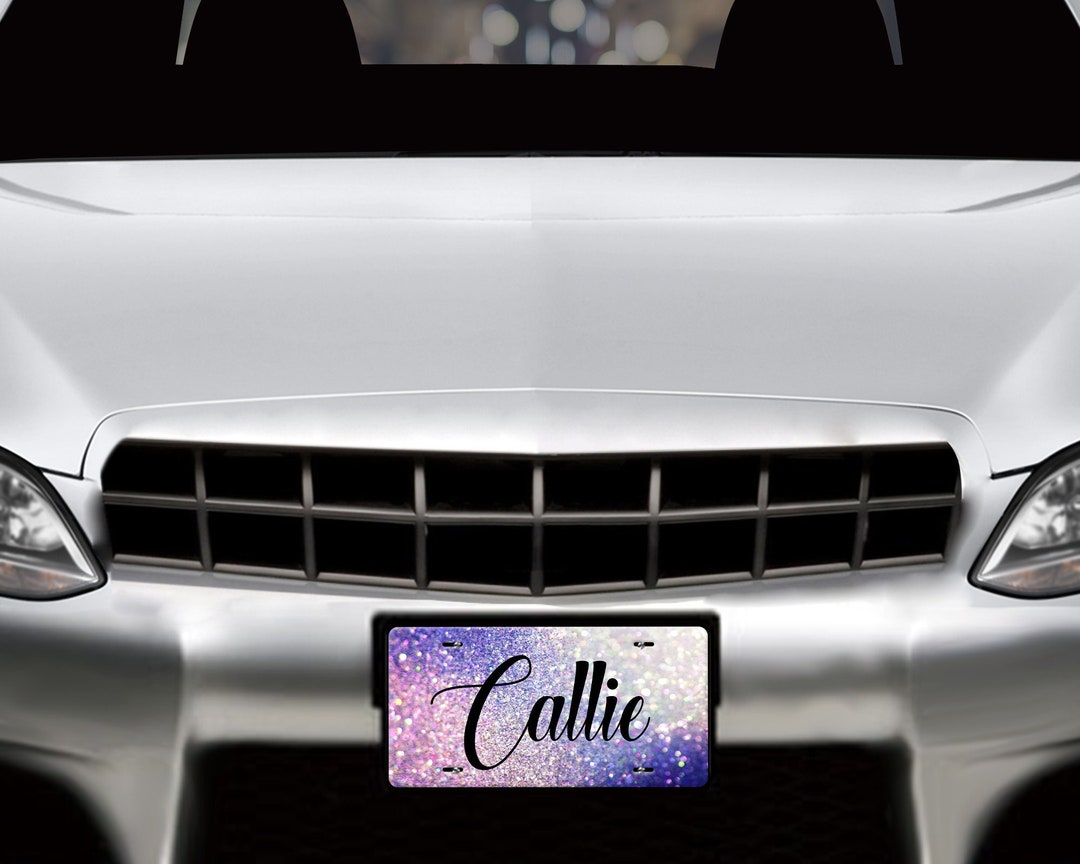 Custom Glitter Ombre License Plate: Personalized Car Coasters & Frame ...