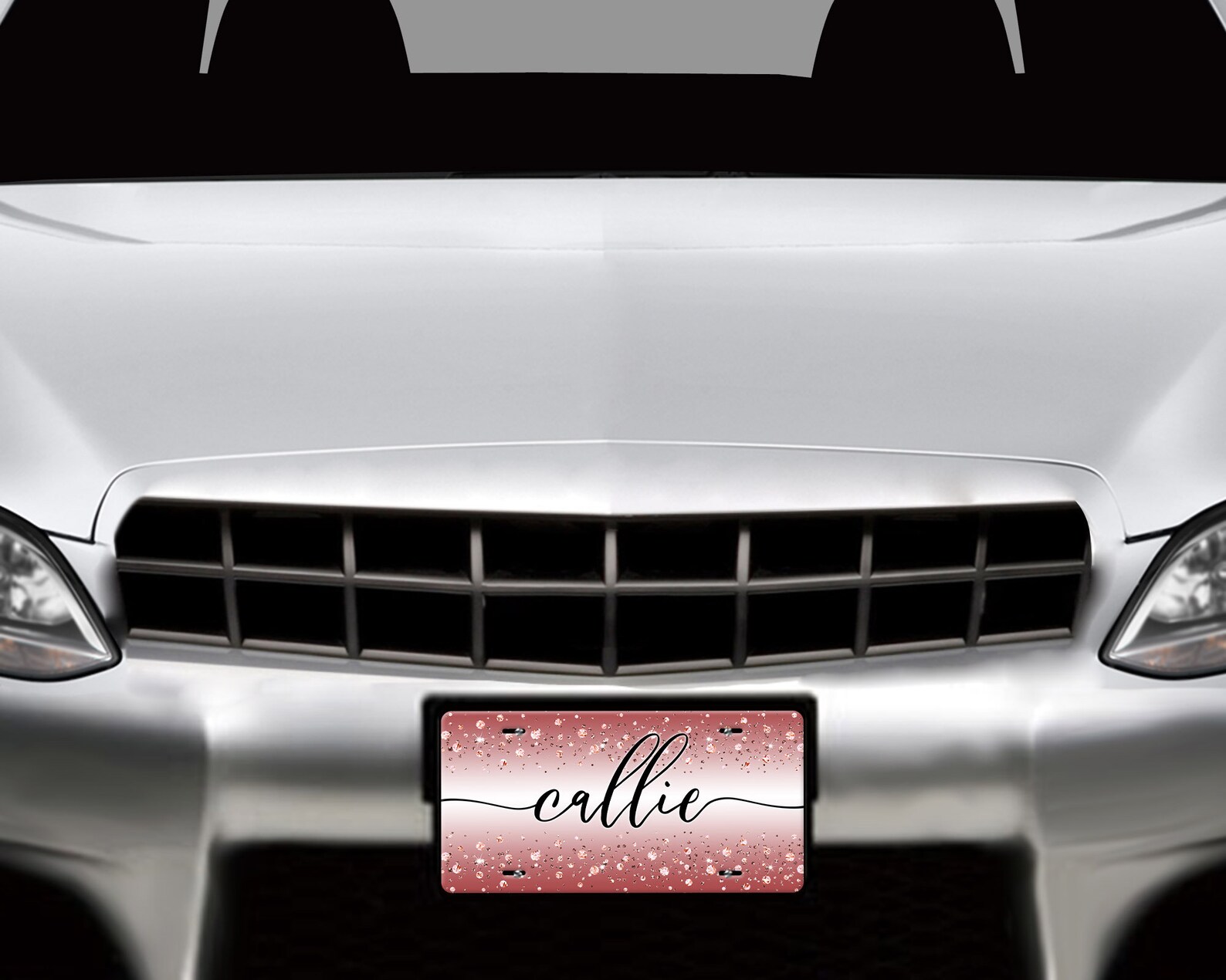 Rose Gold Diamond Glitter Monogrammed License Plate License - Etsy