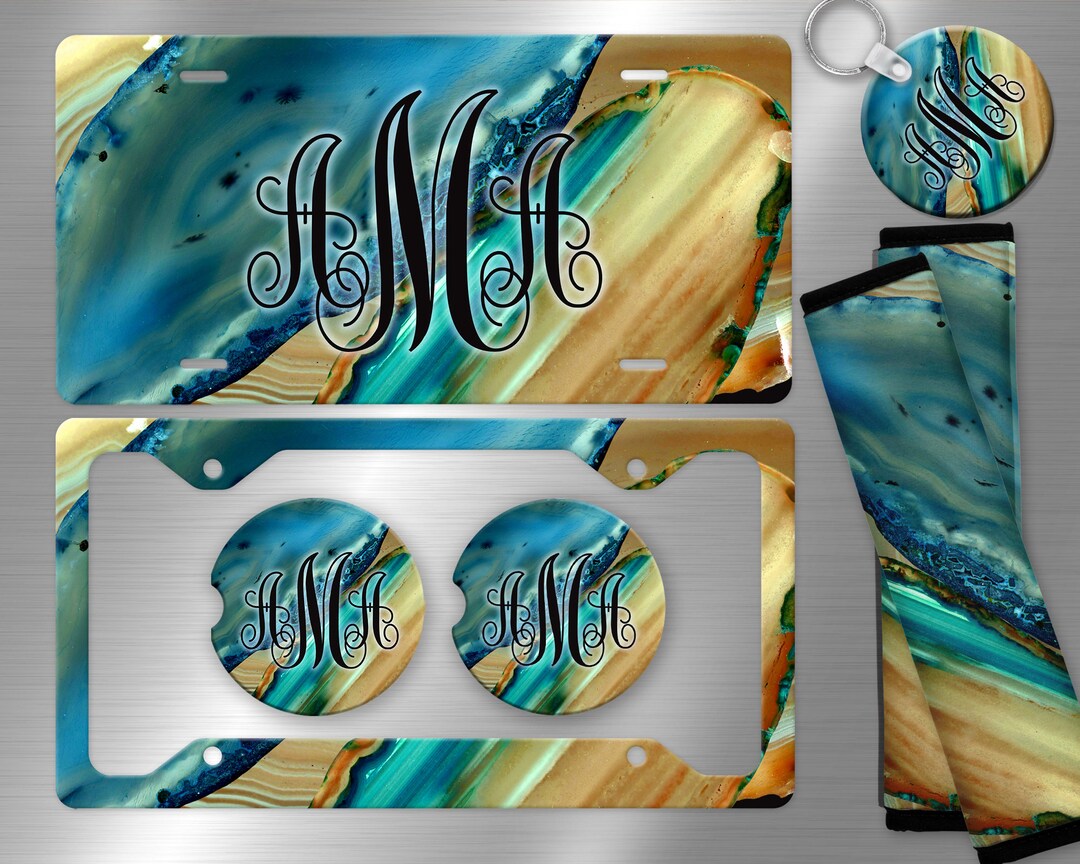 Turquoise Agate License Plate, Gemstone License Plate Frame Custom, Car ...