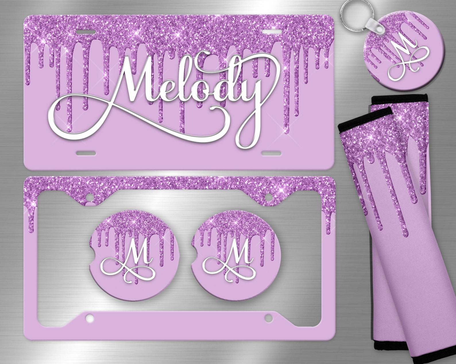 Purple Glitter Drip License Plate License Plate Frame Custom - Etsy