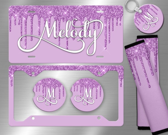 Purple Glitter Drip License Plate License Plate Frame Custom | Etsy
