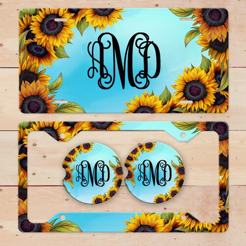 Sunflower Sky Monogram License Plate License Plate Frame - Etsy