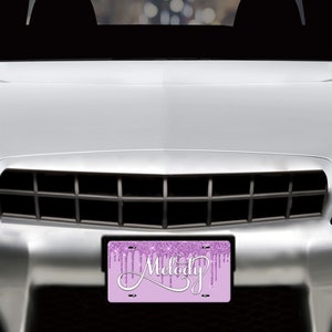 Purple Glitter Drip License Plate, License Plate Frame Custom, Car ...