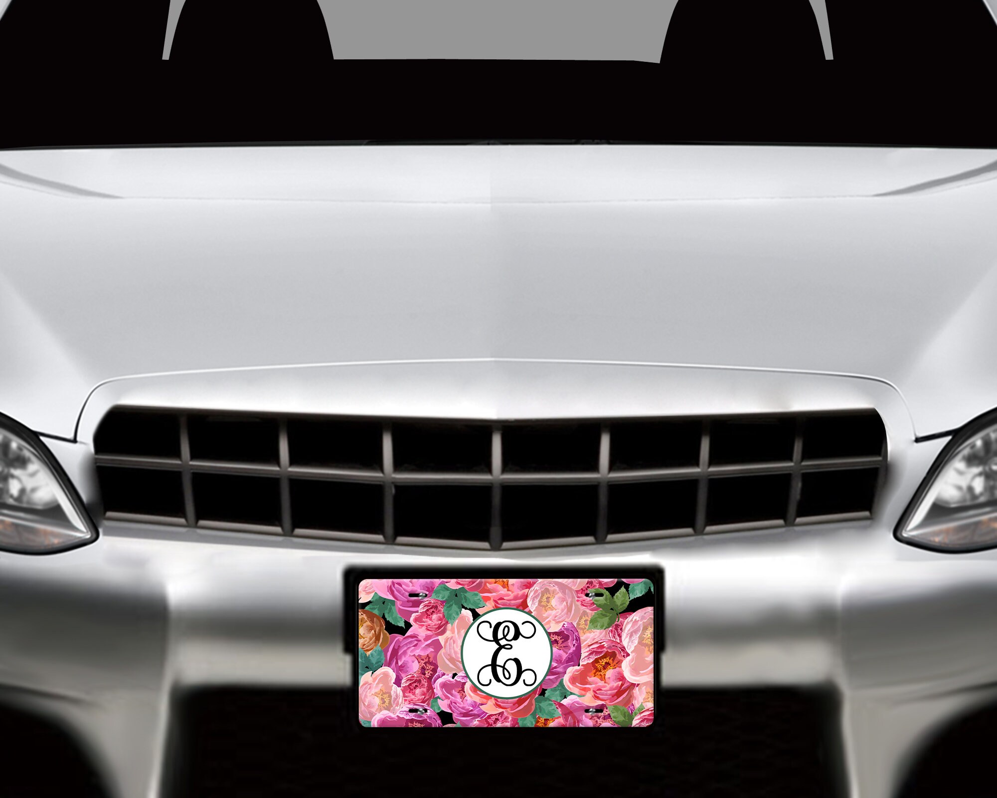 Pink Peony Monogrammed License Plate License Plate Frame - Etsy