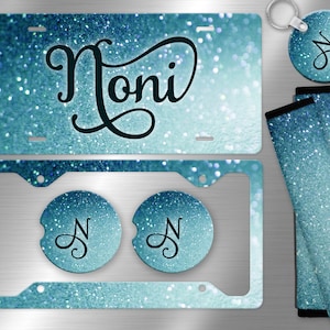 Custom License Plate Glitter Ombre Turquoise , License Plate Frame ...