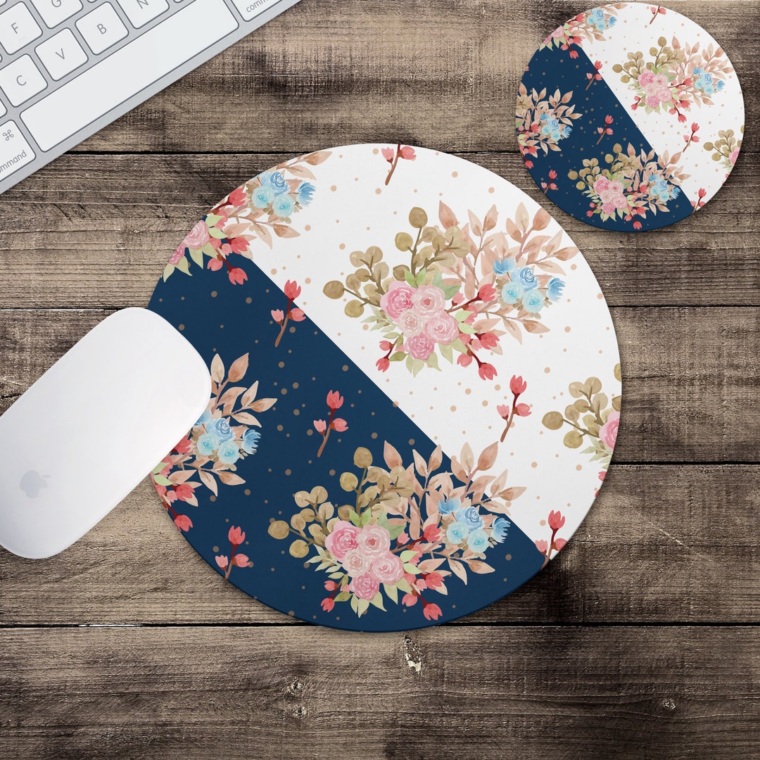 Watercolor Floral Mouse Pad & Coaster Set: Unique Office Gift - Etsy