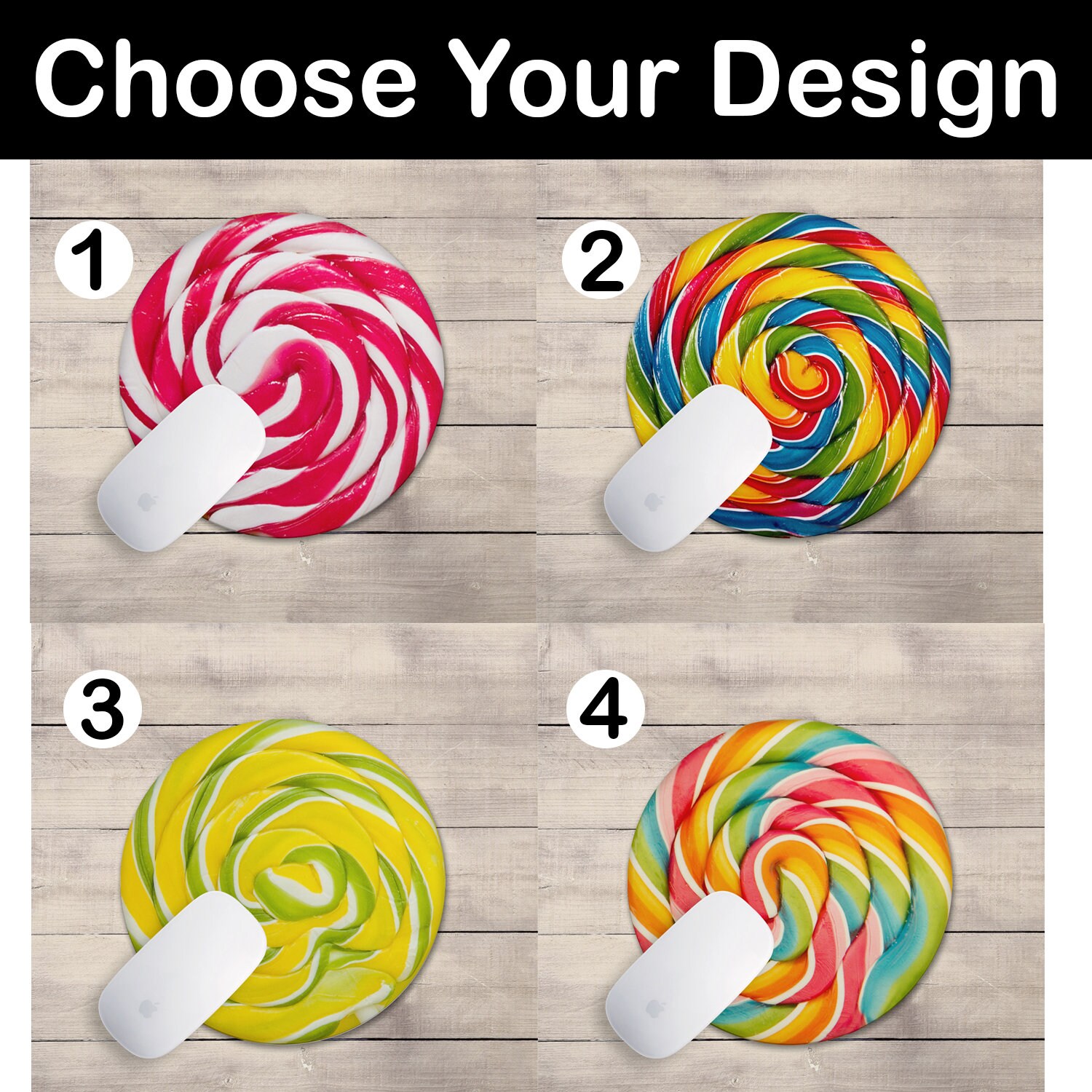 Lollipop Funny Mouse Pad Rainbow Round Mousepad Gift for - Etsy