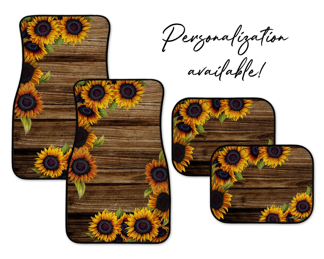 Dark Wood Sunflower Car Mats, Personalization Available - Etsy