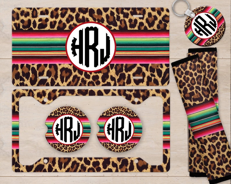 Serape Leopard Print Monogram License Plate License Plate - Etsy