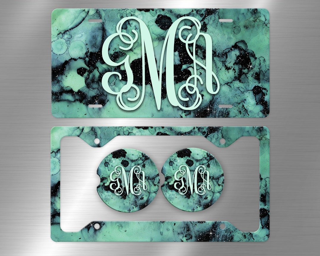 Glitter Ink Black Green License Plate - Etsy