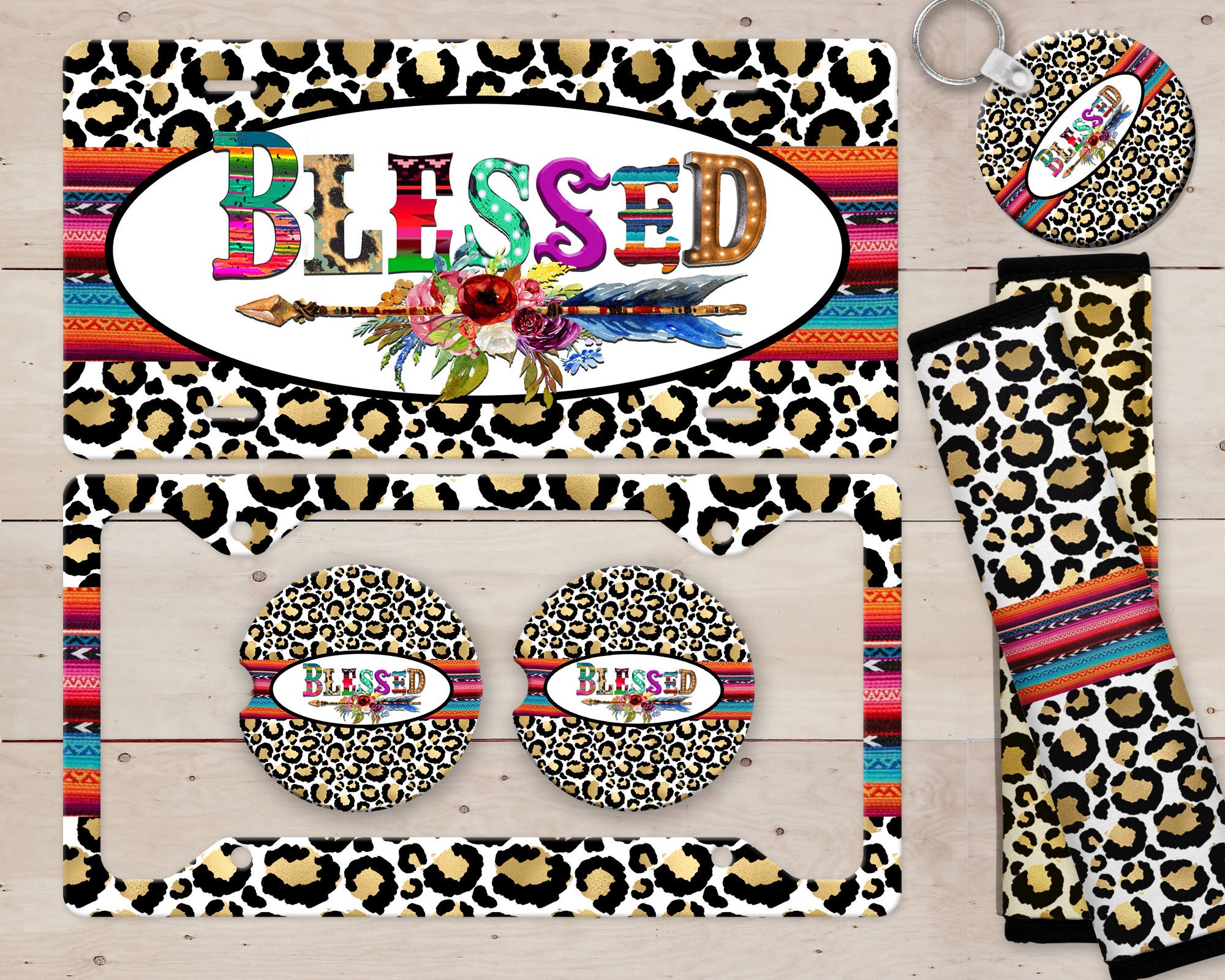 Leopard Print Serape Blessed License Plate License Plate | Etsy