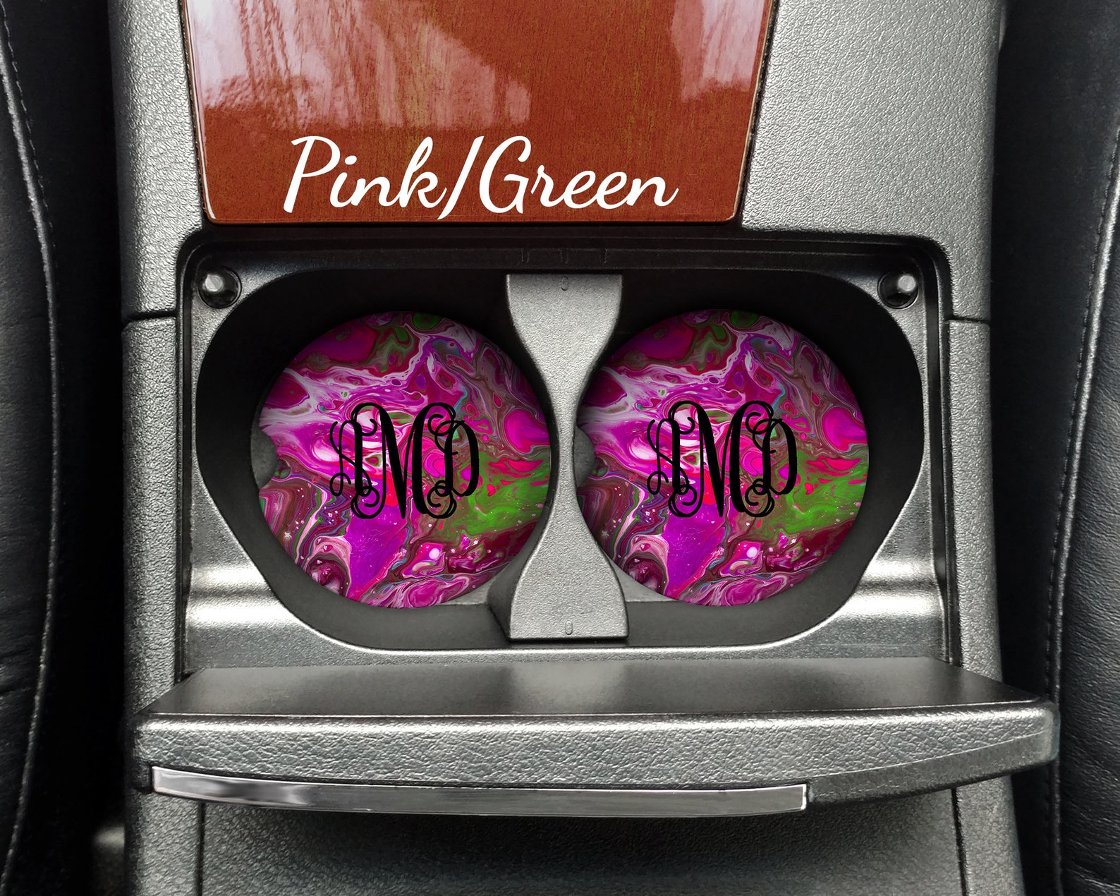 Swirl Marble Monogrammed Car Coasters Pink Multi C106 - Etsy