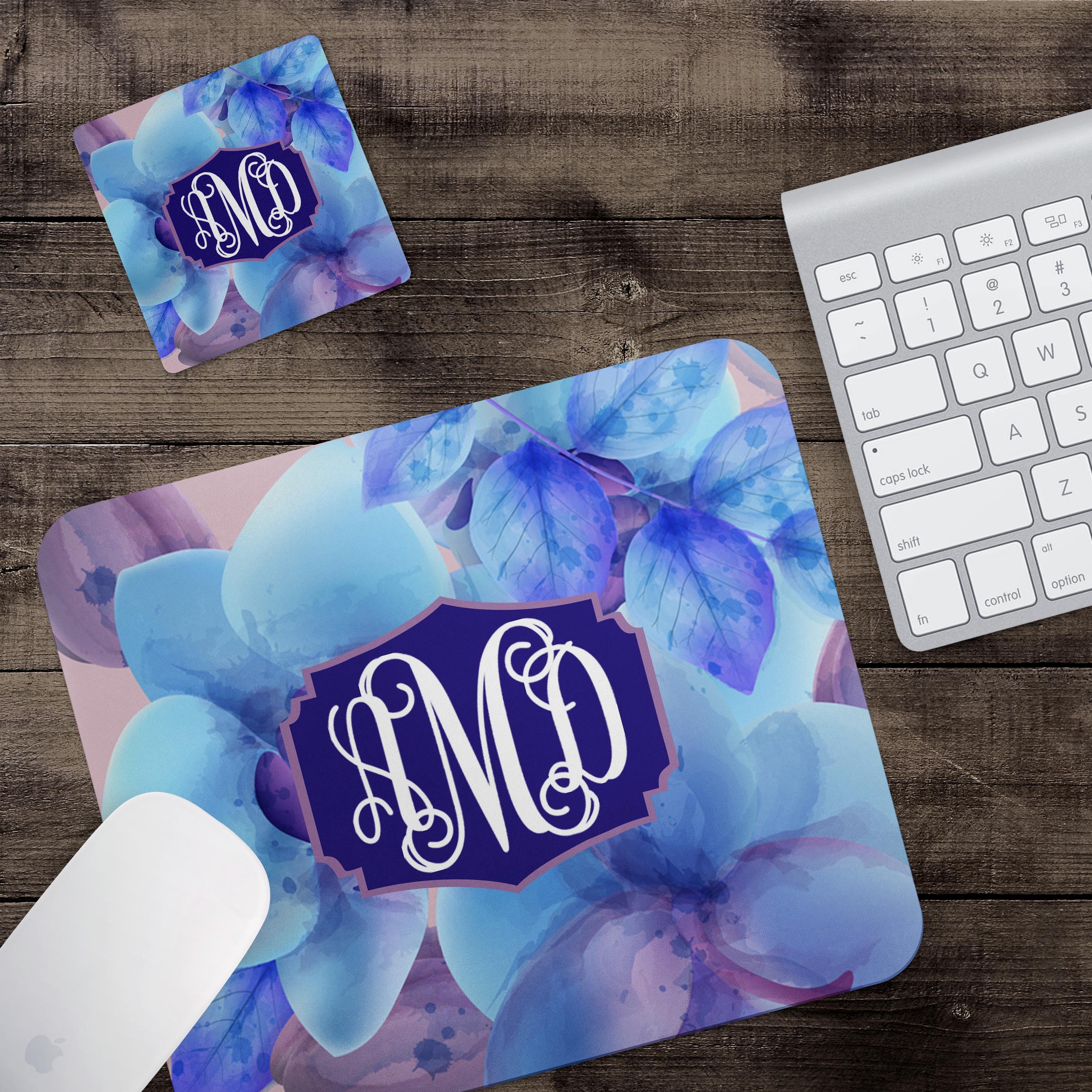 Blue Orchid Mouse Pad & Coaster Set Blue Orchid Coaster - Etsy