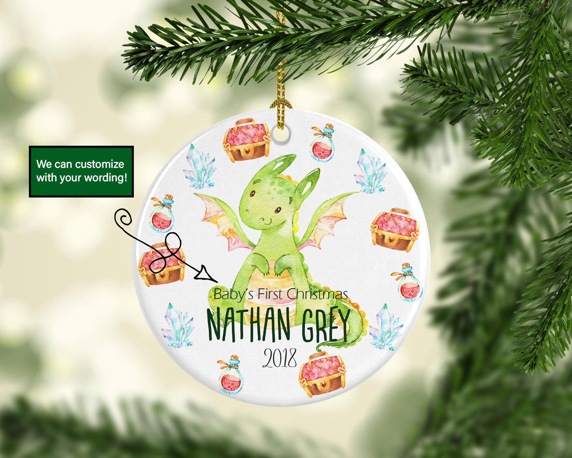 Baby Dragon Ornament Personalized for Christmas | Etsy
