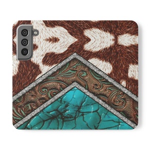 Turquoise Stone Cowhide Flip Cases - Etsy