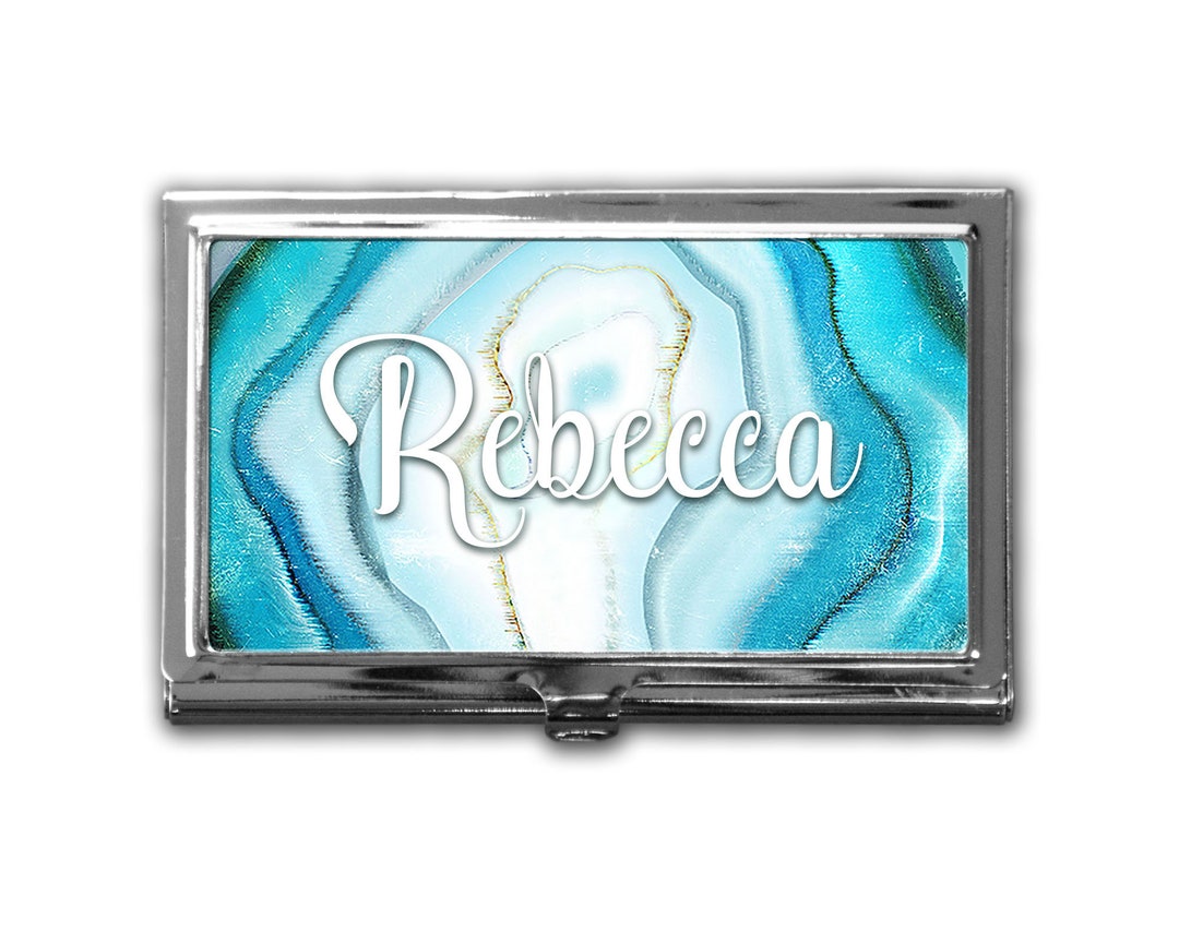 Turquoise Agate Business Card Case Card Holder Metal Credit Card Case ...
