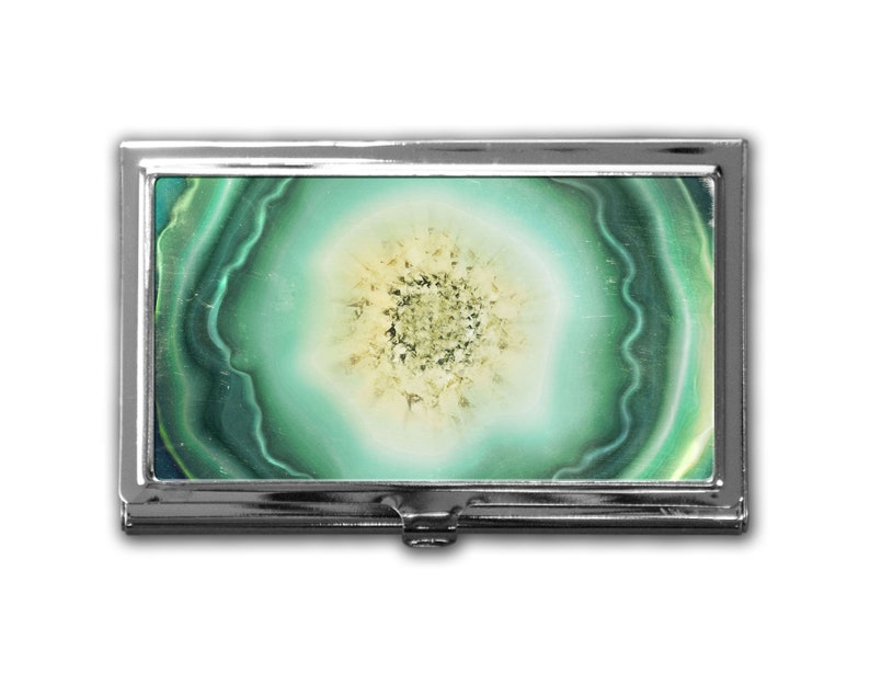 Turquoise Agate Business Card Case Card Holder Metal | Etsy