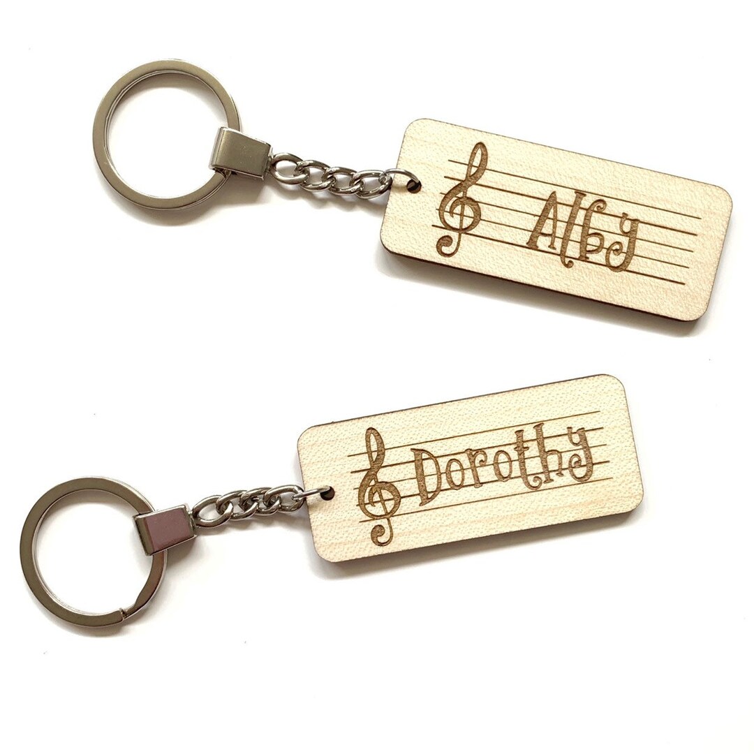 Personalised Music Note Maple Keyring, Engraved Wooden Keychain - Etsy ...