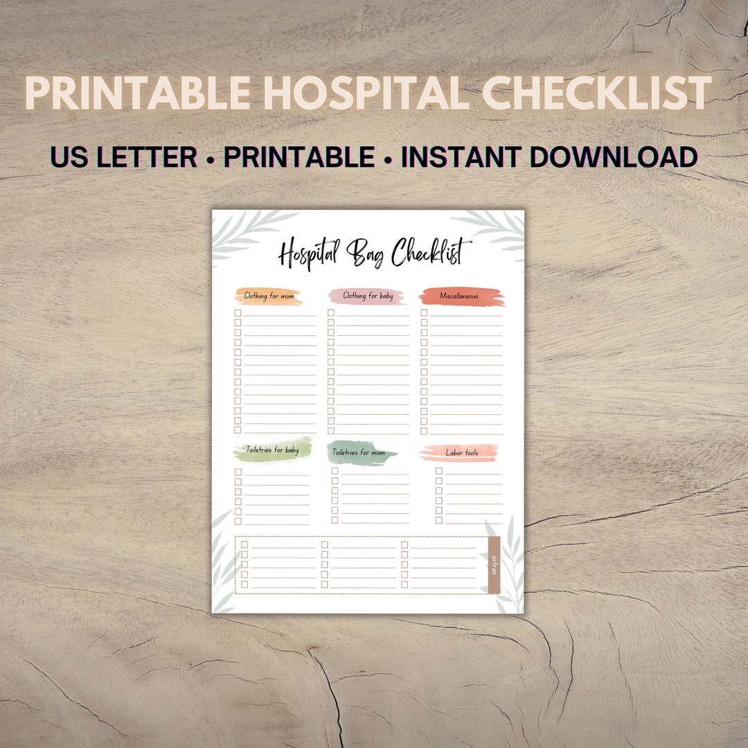 Printable Hospital Checklist - Etsy