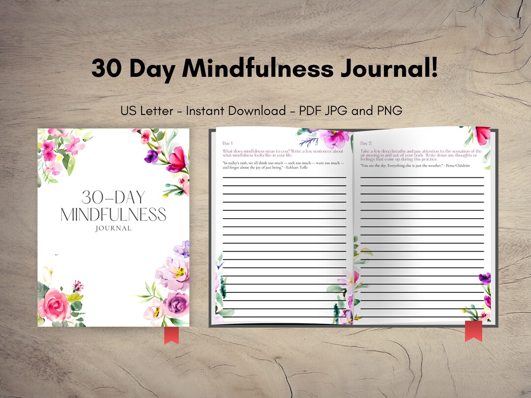 30 Day Printable Mindfulness Journal - Etsy