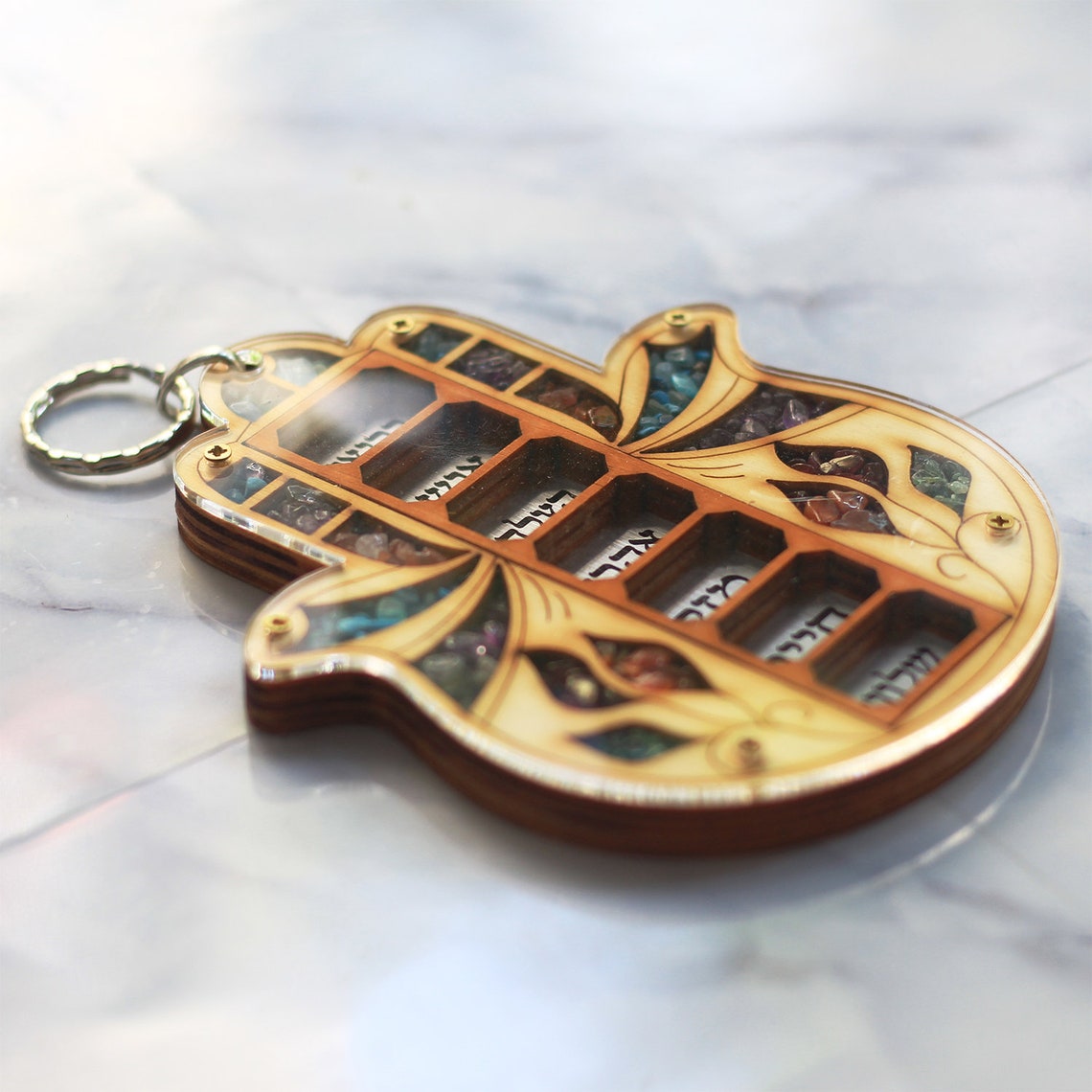 MATIEL Wood Hamsa Hand Hebrew Blessing Good Luck Charm Happiness Wealth ...