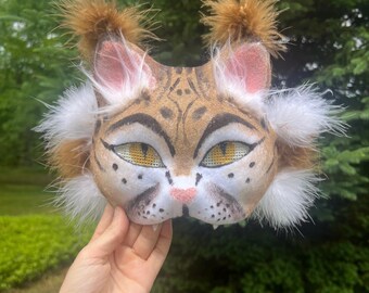 Rainbow Spotted Therian Cat Mask felted - Etsy
