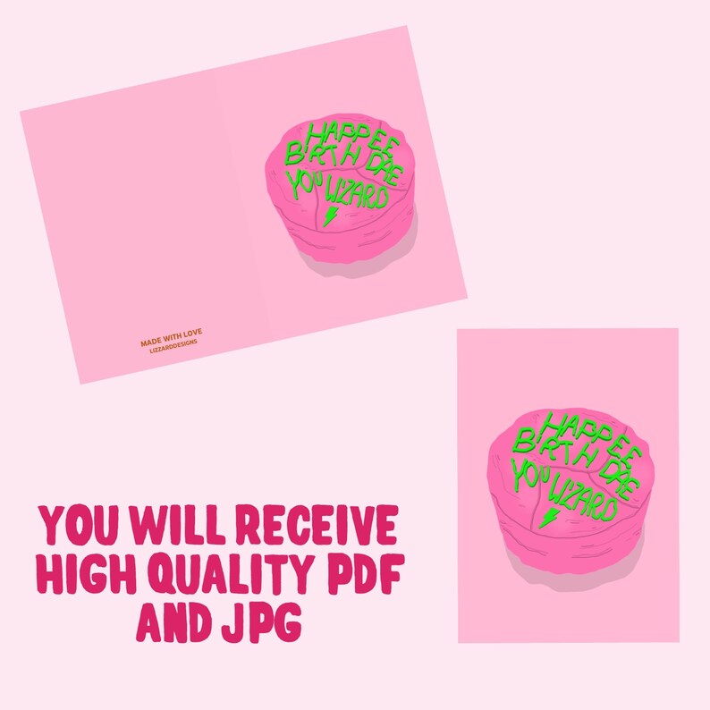 Printable Harry Potter Birthday Card - Cute Hagrid Cake - Instant ...