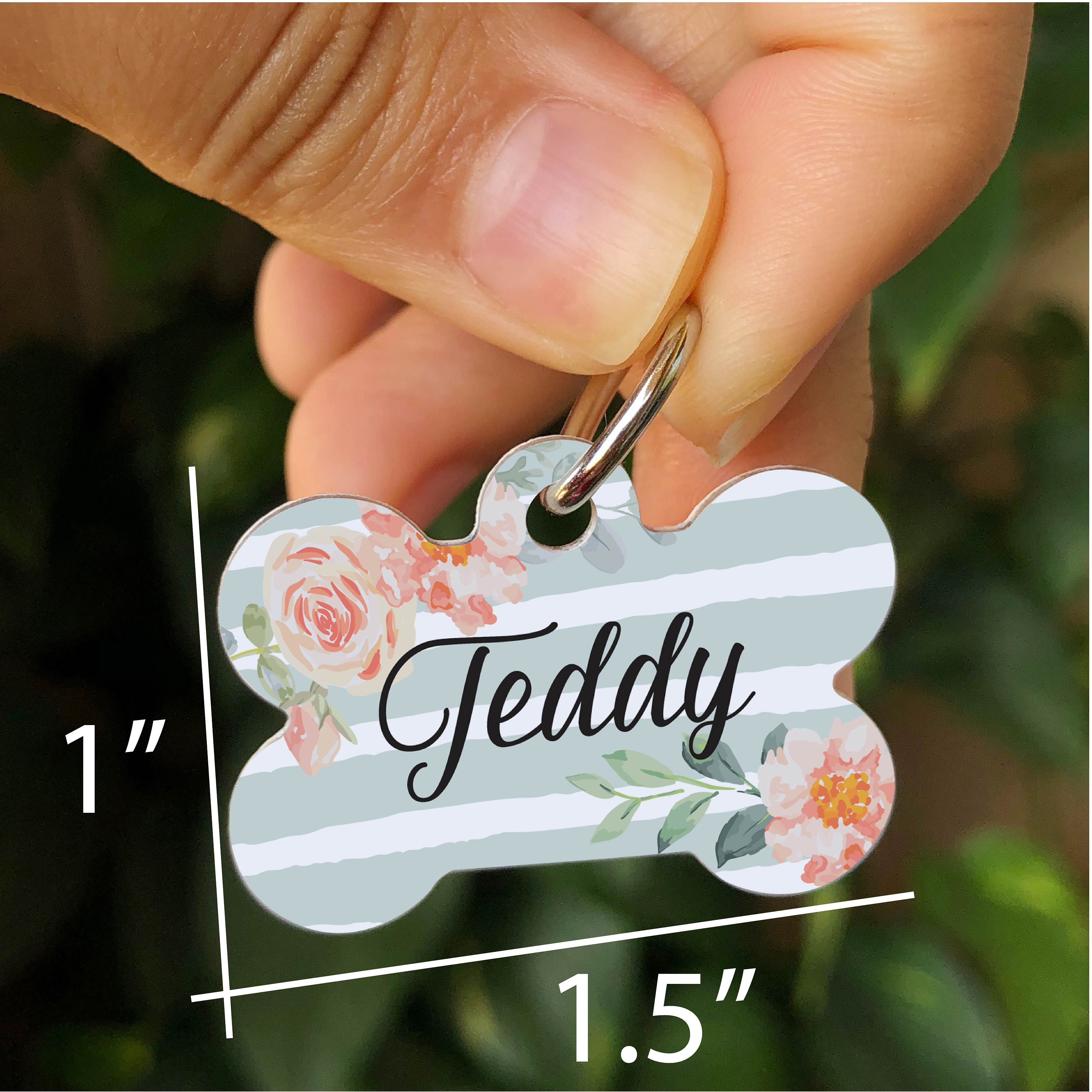 Pet ID Tag | Single Sided Dog | Tag for Dog | ID Tag Floral | Custom ...