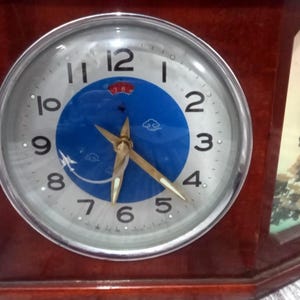 Vintage Table Clock NOS Wooden Mechanical With Jet Plane Second From ...