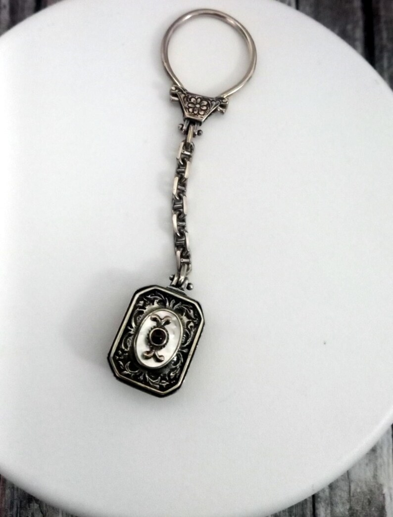 Vintage Key Chain Silver 925 With Flower Decoration - Etsy