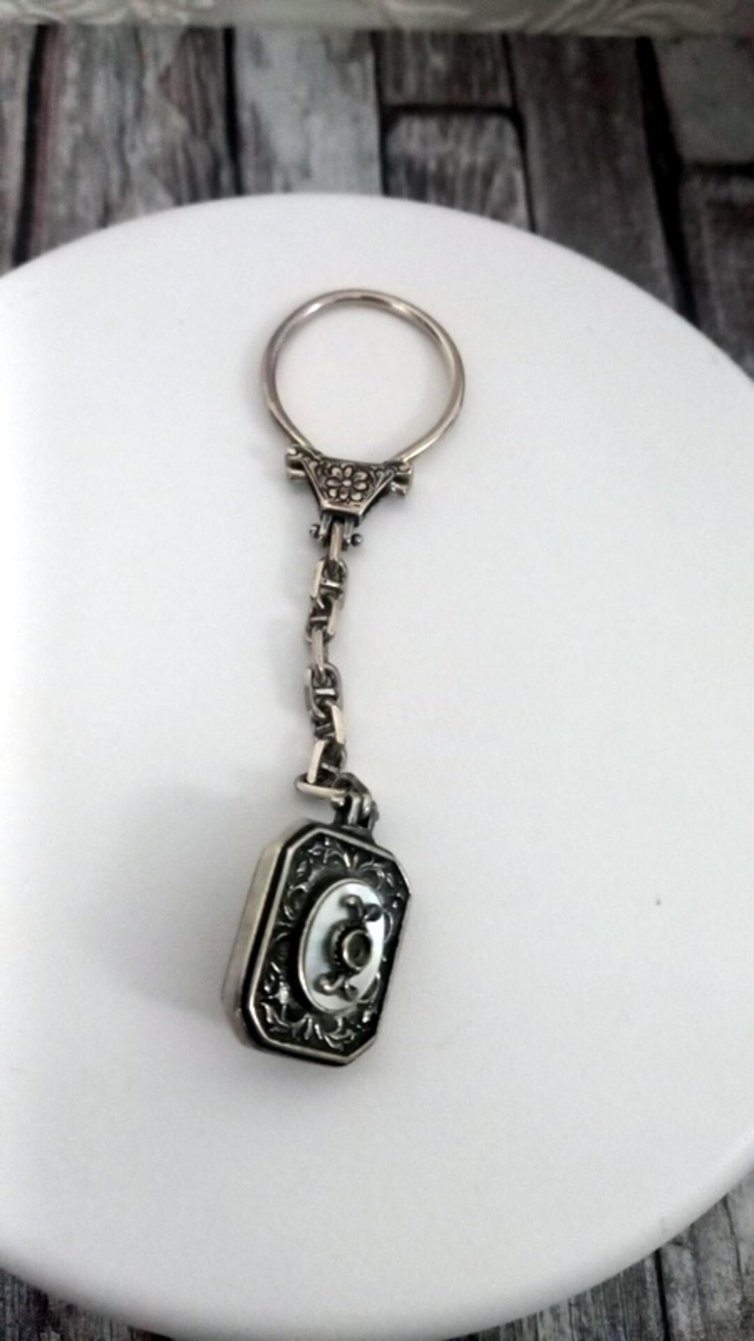 Vintage Key Chain Silver 925 With Flower Decoration - Etsy