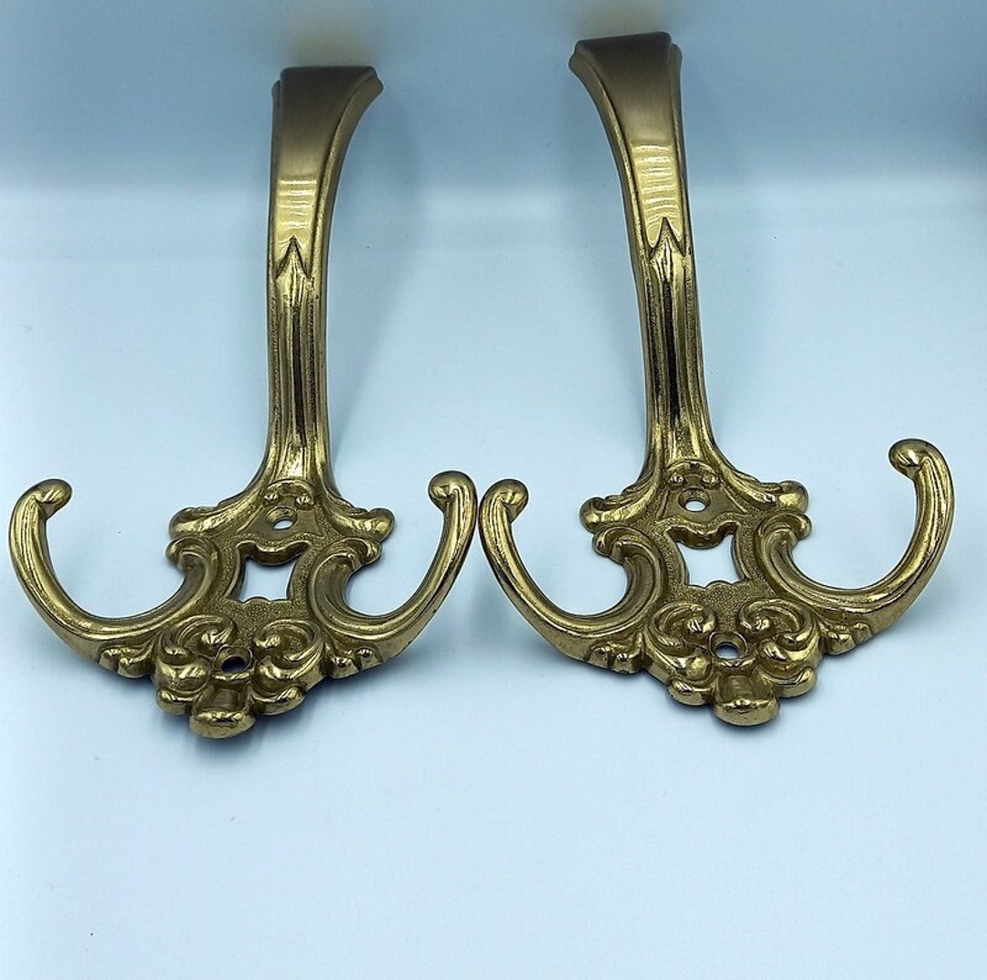 Pair of Two Vintage Bronze Wall Hangers, Wall Hooks, Clothes Vintage ...