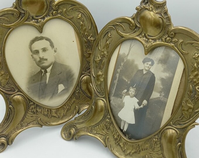 Set of Two Old Vintage Metal Photo Frames/picture Frames for Table ...