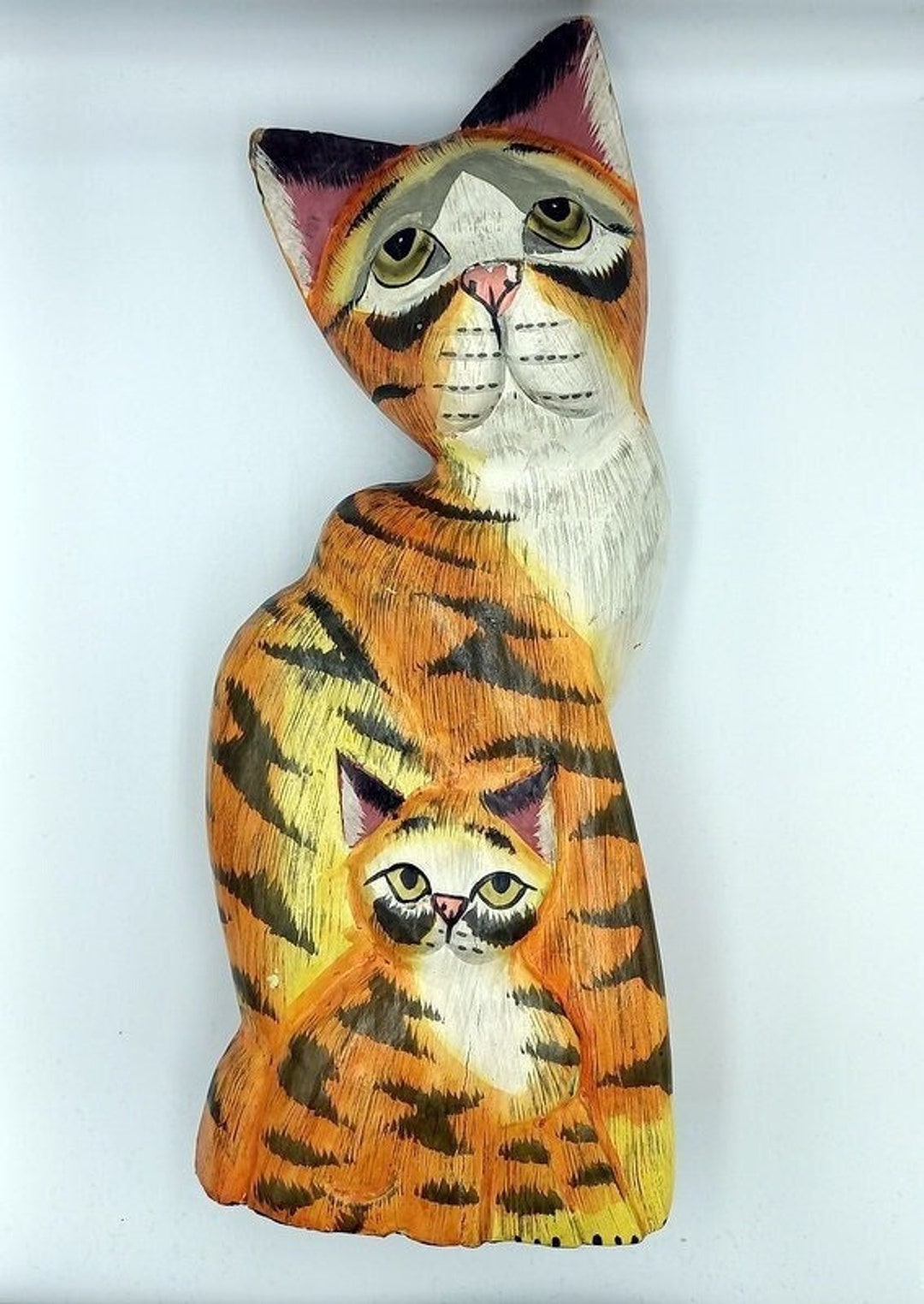 Wood Cat Figure, Wooden Cat Table Decor - Etsy